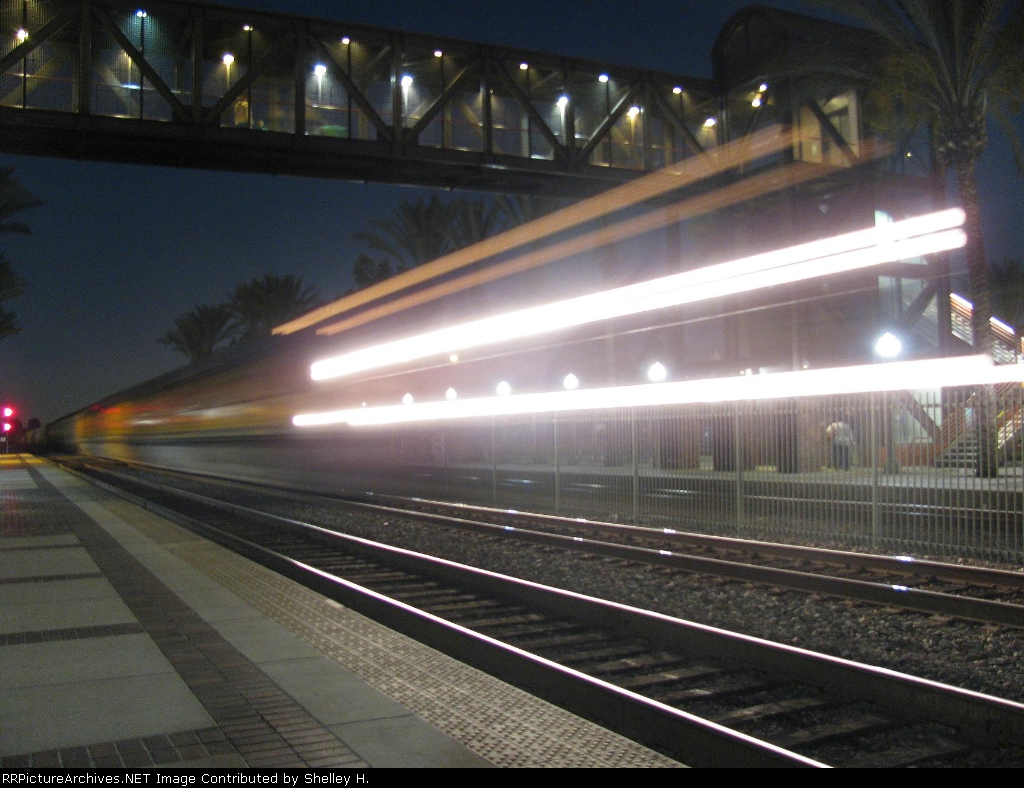 A frieght coming through the station...